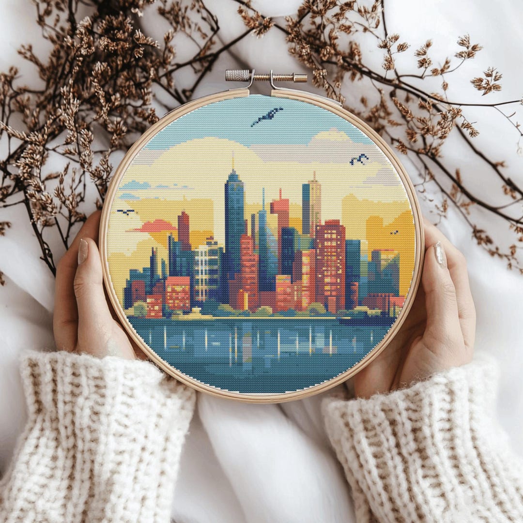 City Landscape Cross Stitch Pattern, City Landscape Cross Stitch, Cross ...