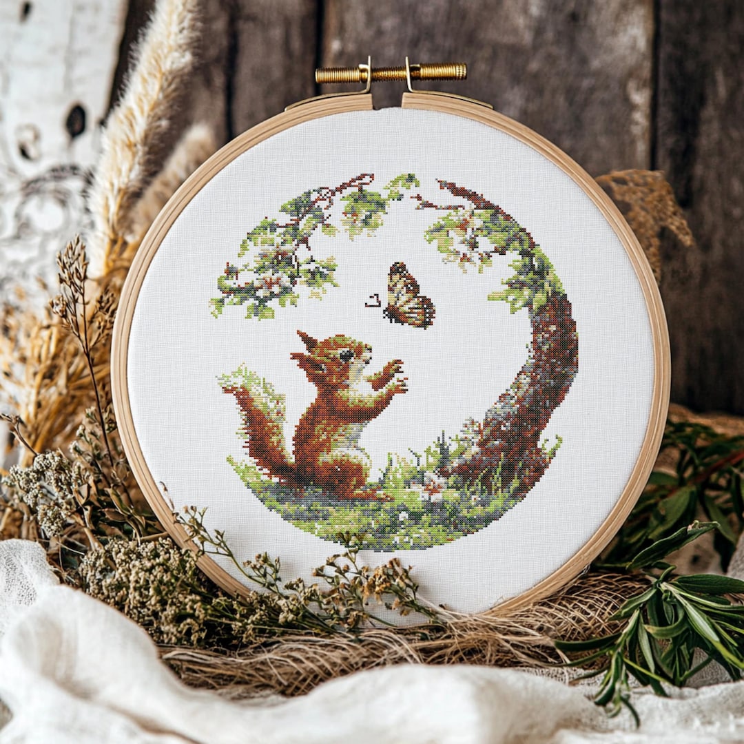 Squirrel Cross Stitch Pattern, Squirrel Cross Stitch, Cross Stitch ...