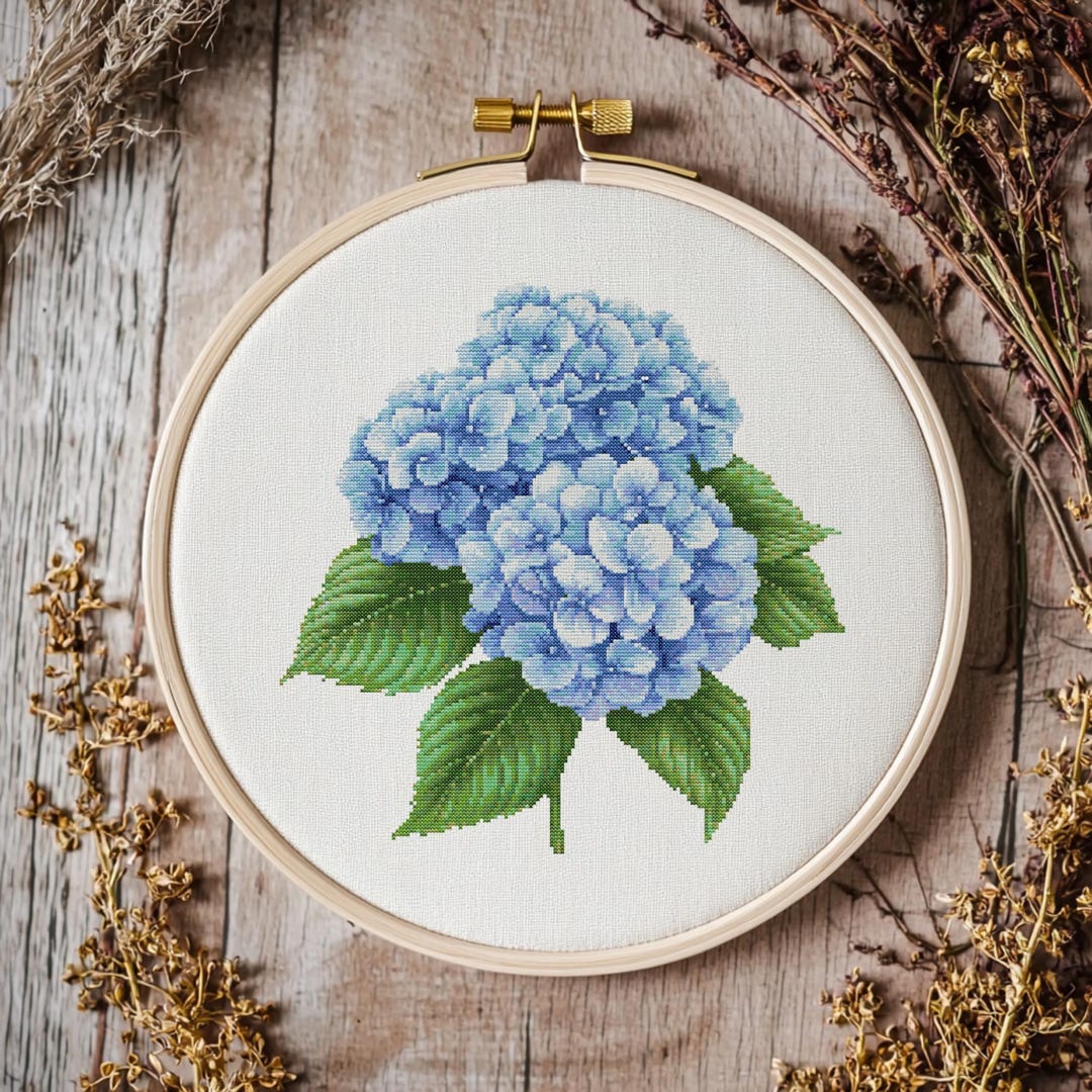 Hydrangea Cross Stitch Pattern, Hydrangea Cross Stitch, Cross Stitch ...