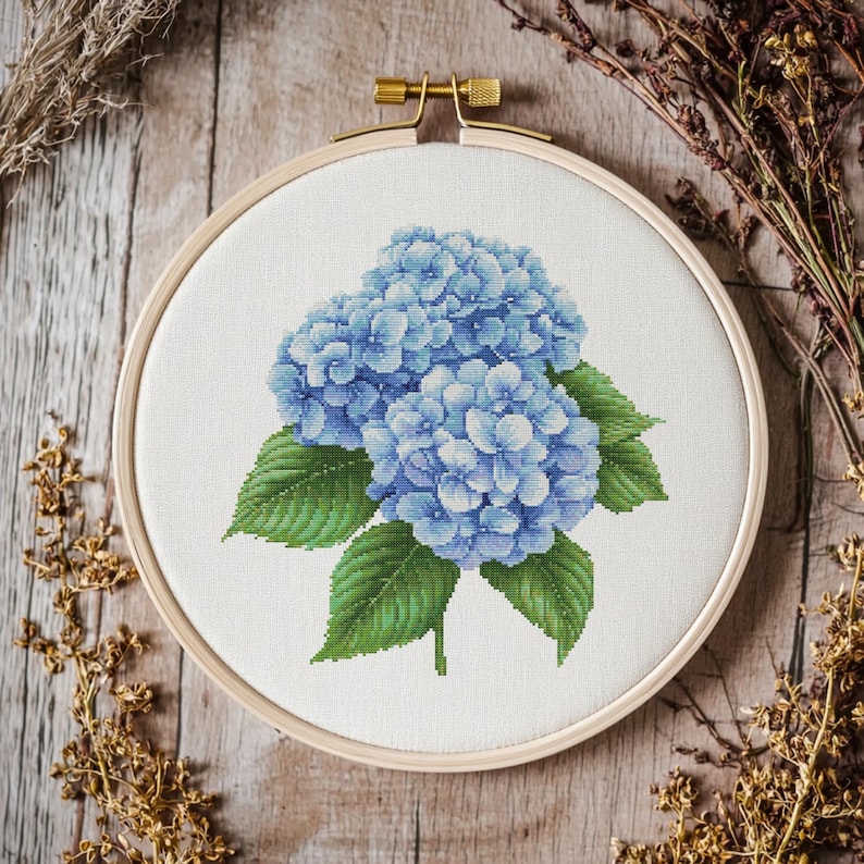 Hydrangea Cross Stitch Pattern, Hydrangea Cross Stitch, Cross Stitch ...