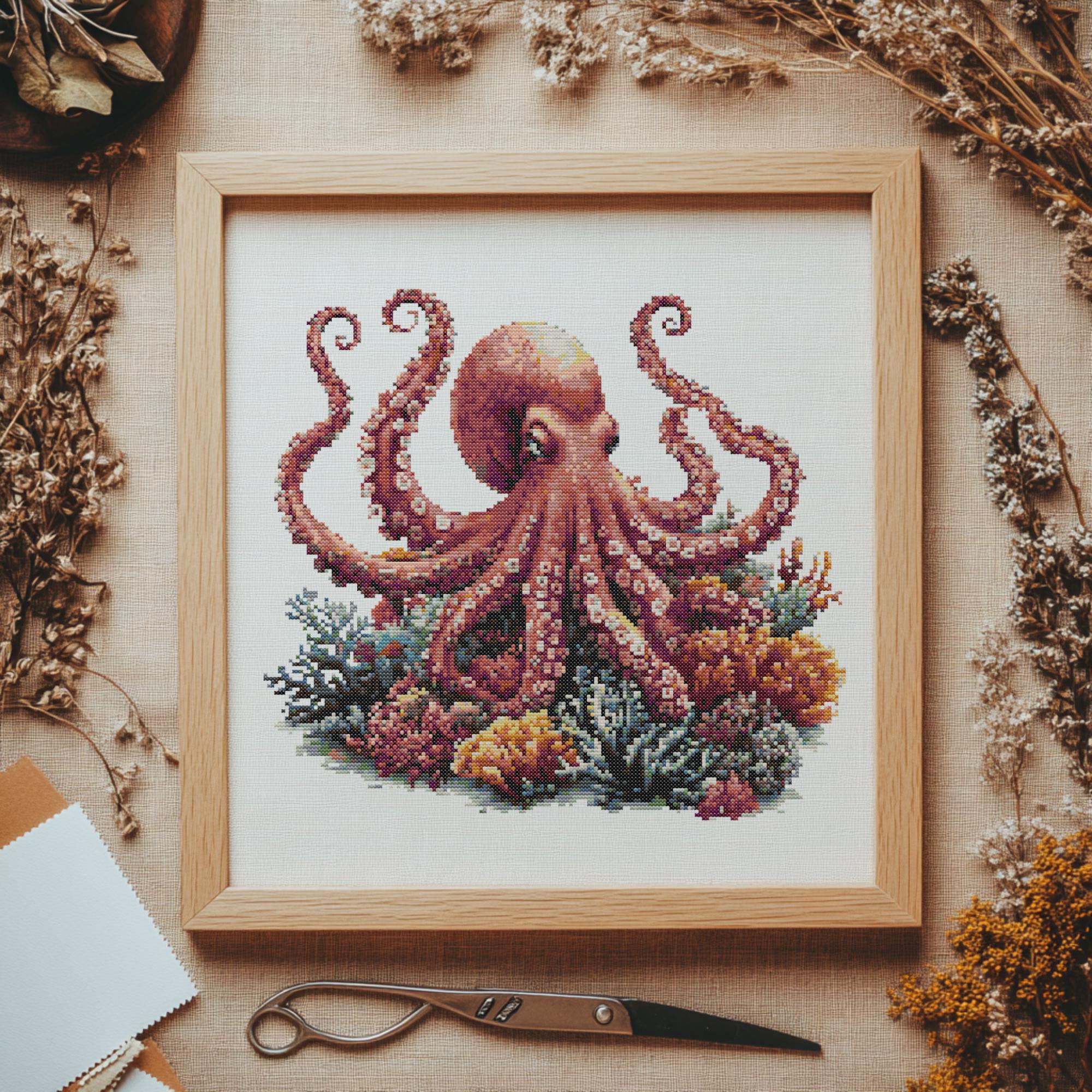 Octopus Cross Stitch Pattern, Octopus Stitch Kit, Cross Stitch Pattern ...