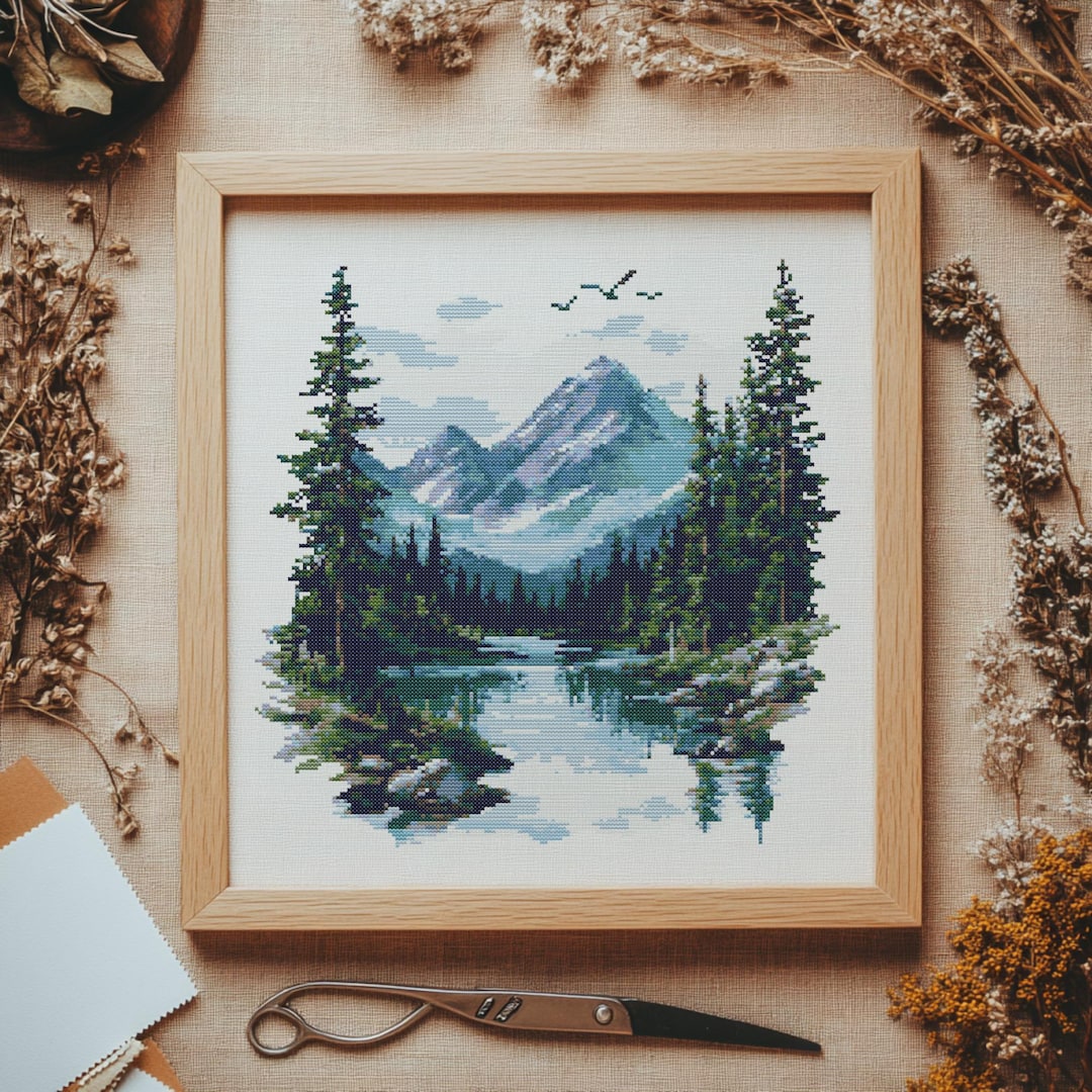 Mountains Cross Stitch Pattern, Mountain Landscape Stitch Kit, Cross Stitch Pattern, Cross ...