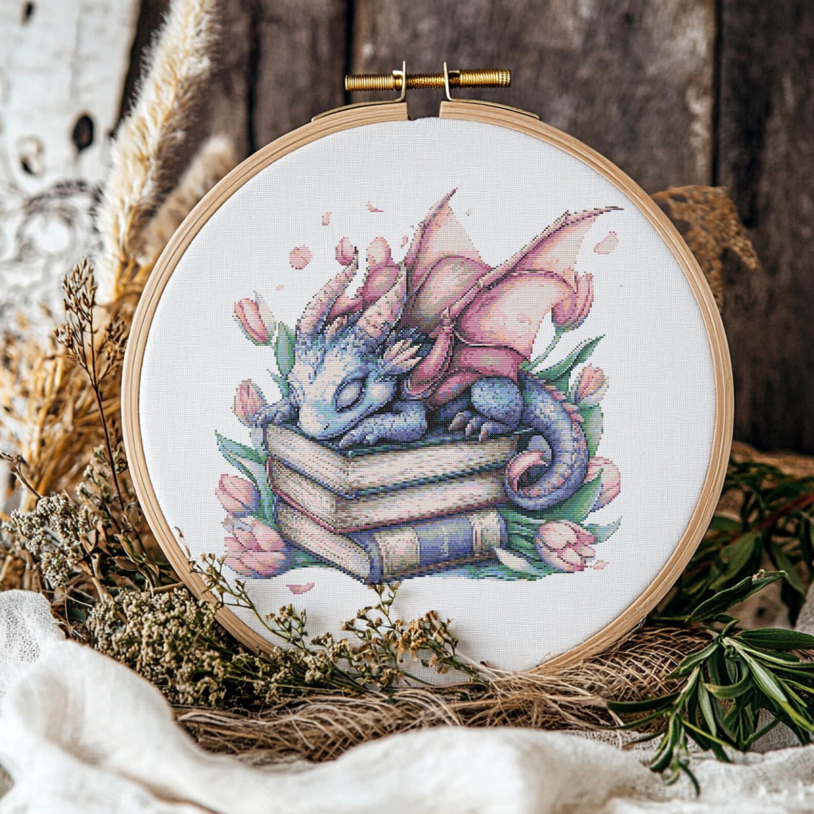 Dragon Cross Stitch Pattern, Sleeping Dragon Stitch Kit, Cross Stitch ...