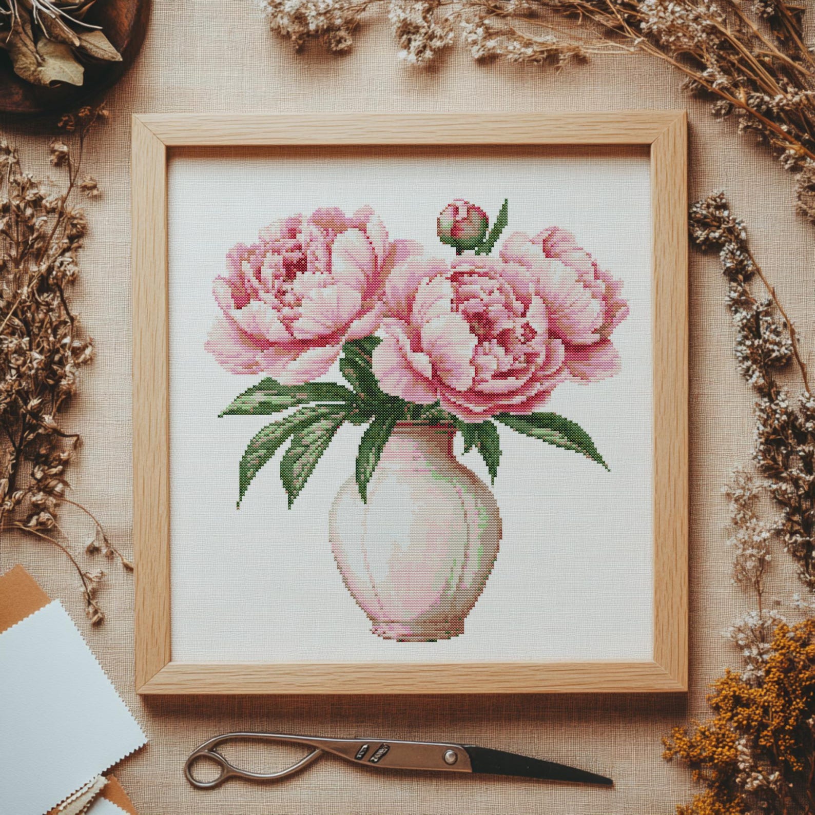 Peonies Cross Stitch Pattern, Flower Cross Stitch, Cross Stitch Pattern ...