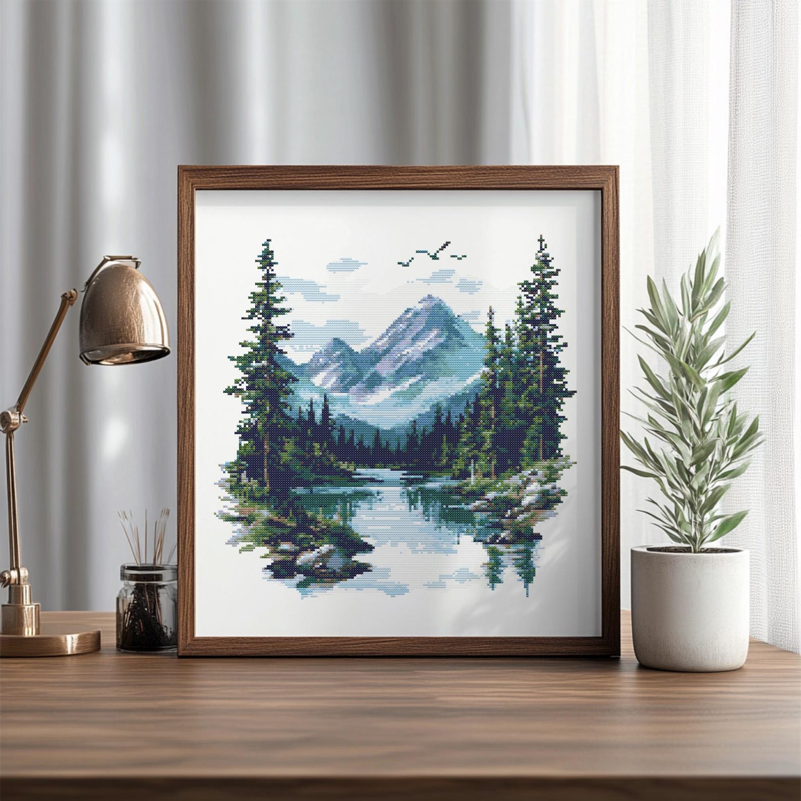 Mountains Cross Stitch Pattern, Mountain Landscape Stitch Kit, Cross ...