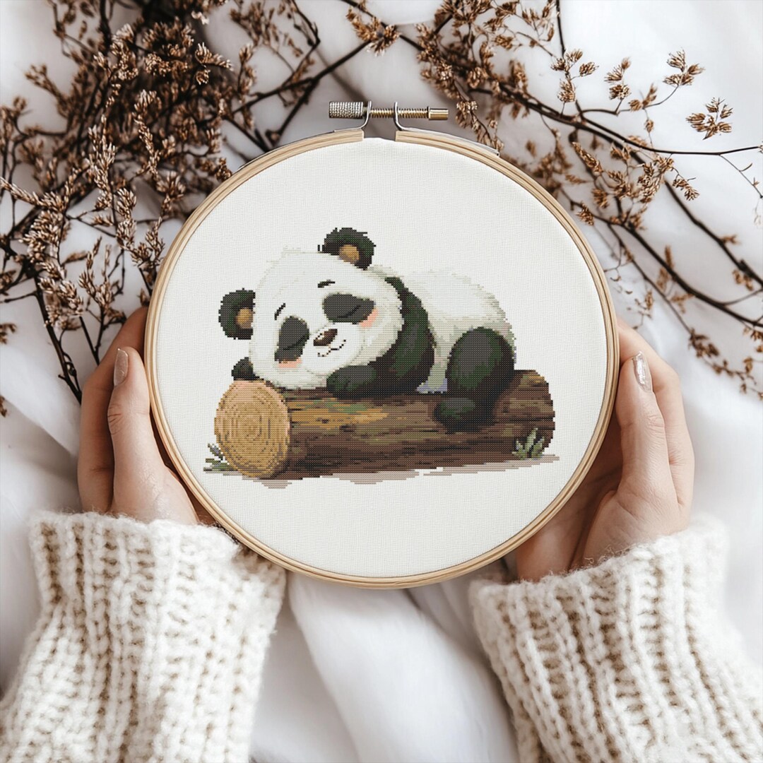 Cute Panda Cross Stitch Pattern, Cute Panda Stitch Kit, Cross Stitch ...