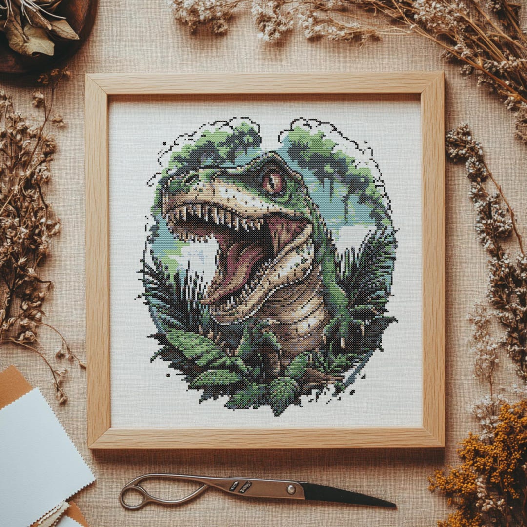 Dinosaur Cross Stitch Pattern, Dinosaur Cross Stitch, Cross Stitch ...