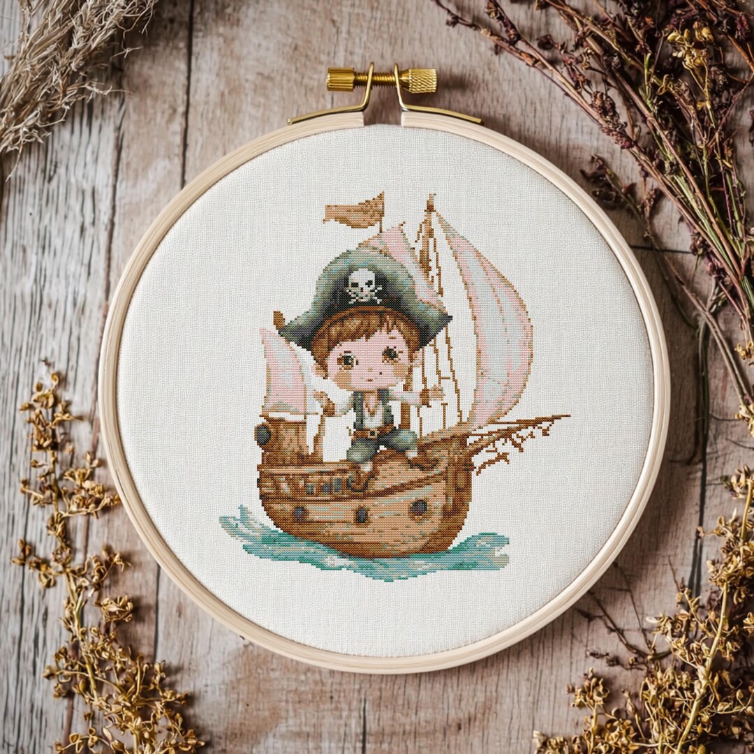 Chibi Pirate Cross Stitch Pattern, Chibi Pirate Stitch Kit, Cross ...