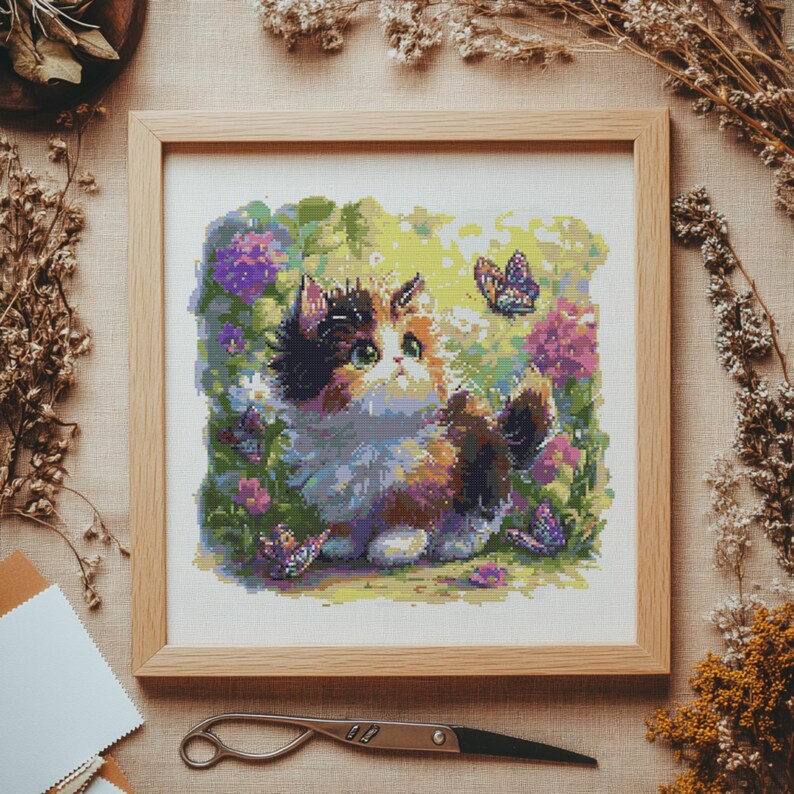 Cute Cat Cross Stitch Pattern, Cat Cross Stitch, Cross Stitch Pattern ...