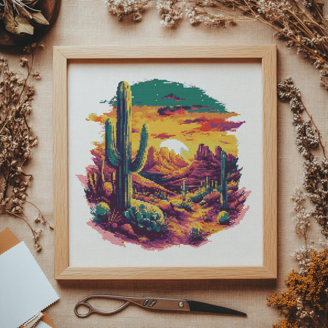 Desert Cross Stitch Pattern, Desert Stitch Kit, Cross Stitch Pattern ...