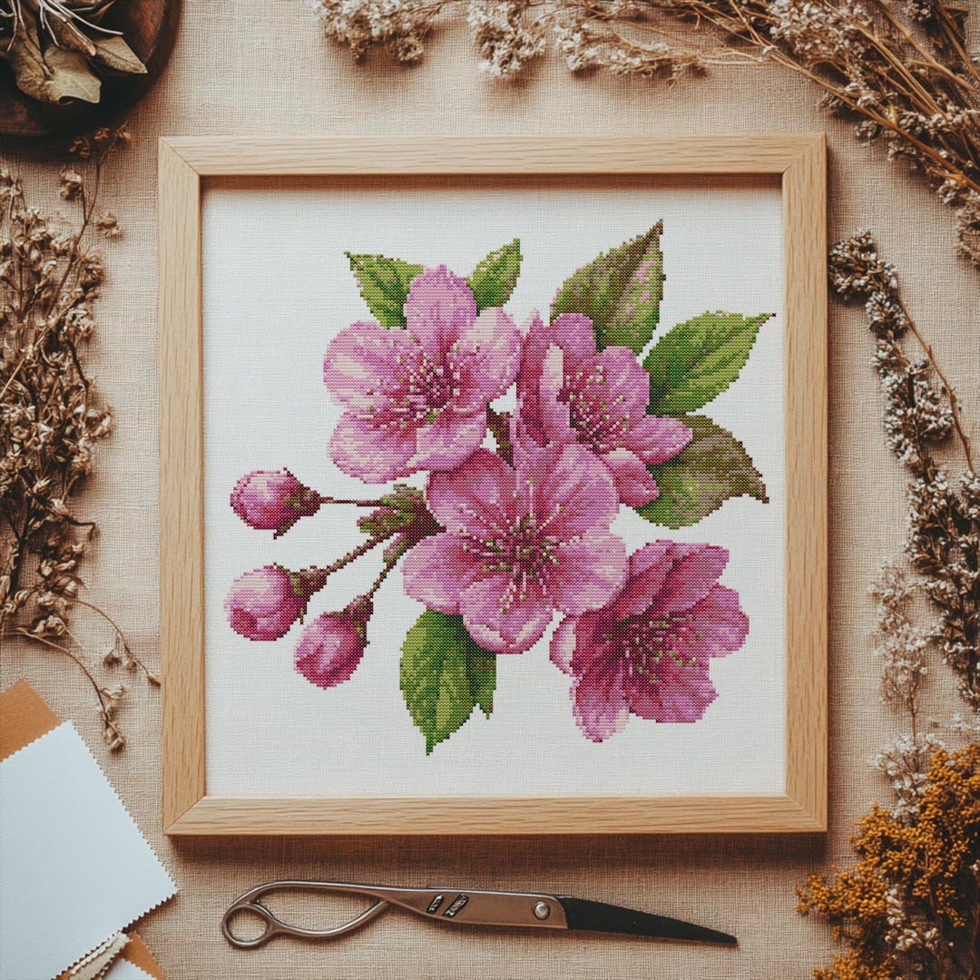 Cherry Blossom Cross Stitch Pattern, Flower Cross Stitch, Cross Stitch ...