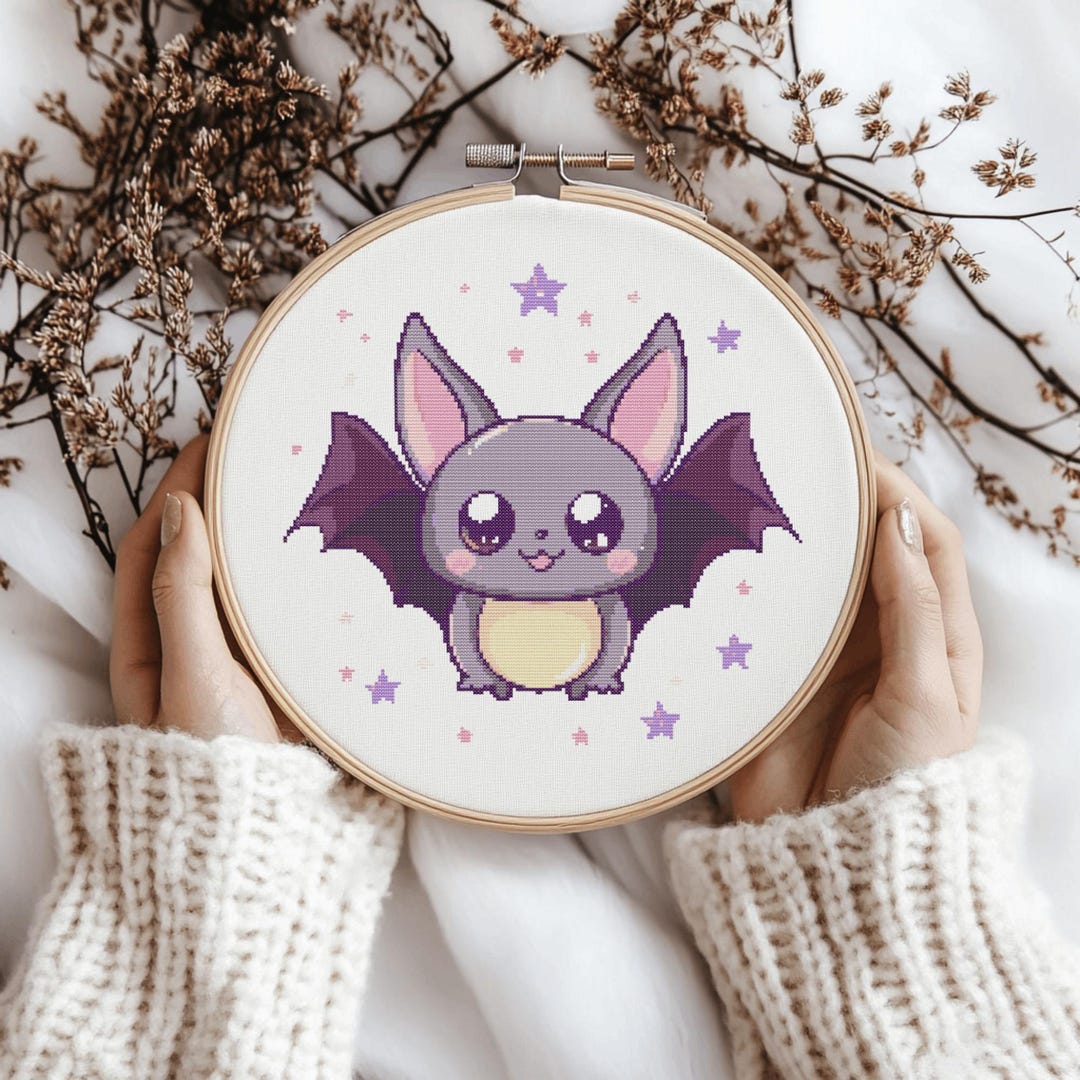 Cute Bat Cross Stitch Pattern, Cute Bat Cross Stitch, Cross Stitch ...
