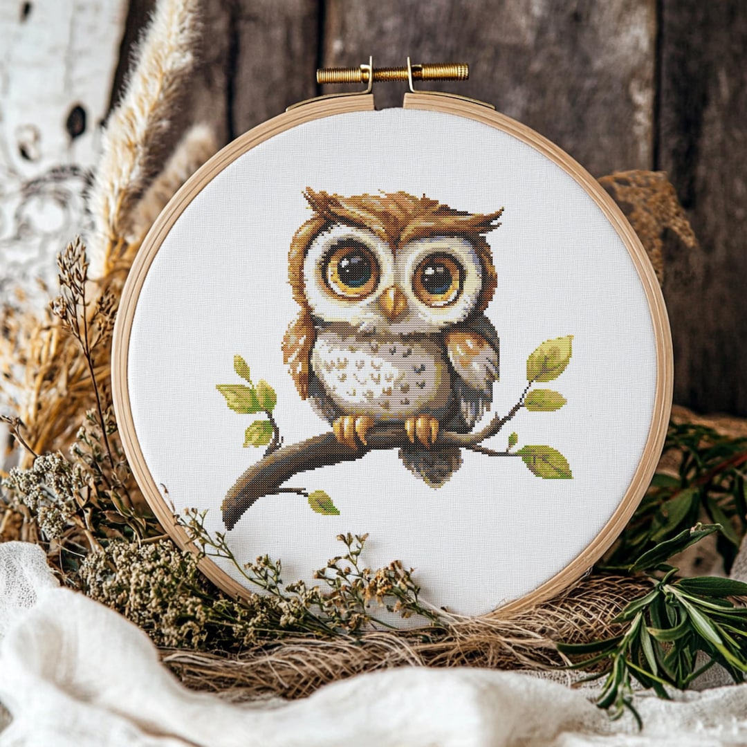 Cute Owl Cross Stitch Pattern, Cute Owl Cross Stitch, Cross Stitch ...