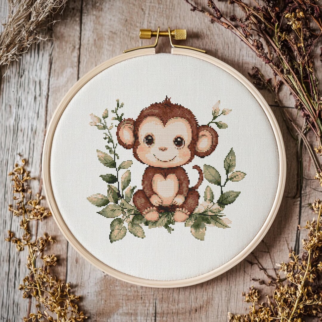 Monkey Cross Stitch Pattern, Monkey Cross Stitch, Cross Stitch Pattern ...