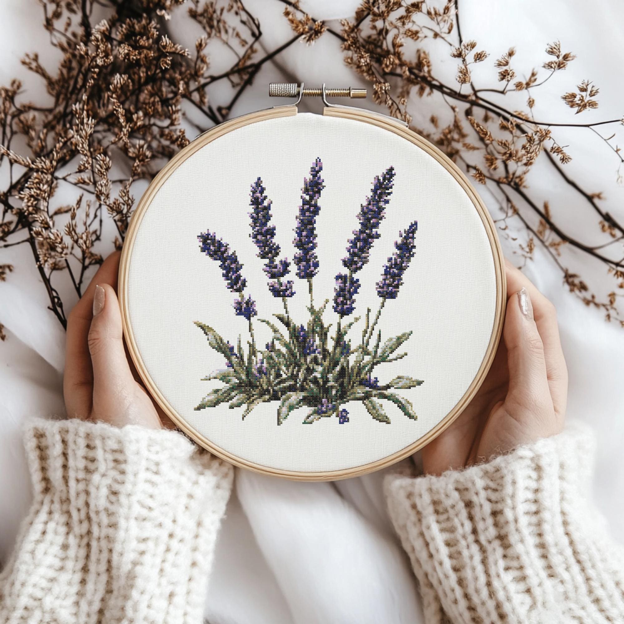 Lavender Cross Stitch Pattern, Lavender Cross Stitch, Cross Stitch ...