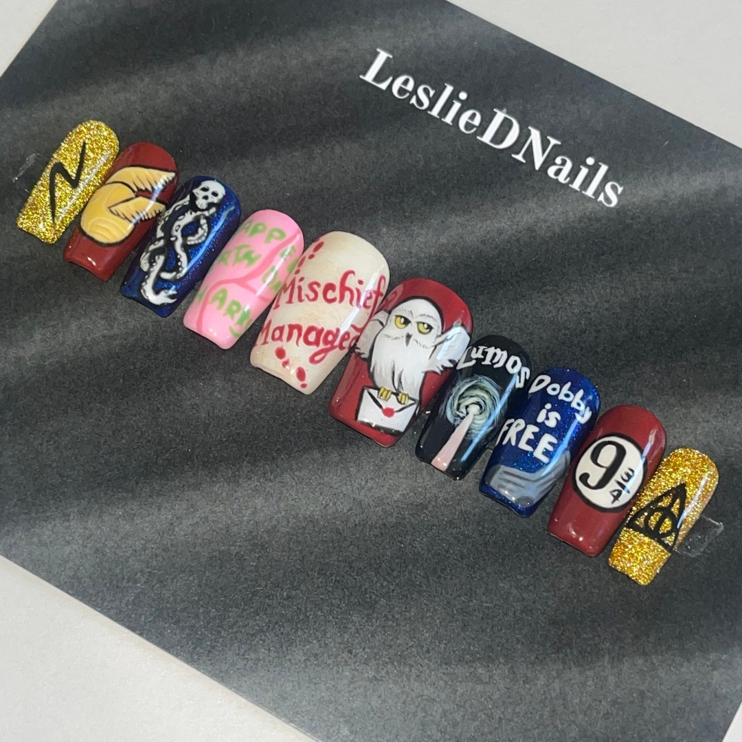 HP Inspired Press Ons Wizard Nails - Etsy