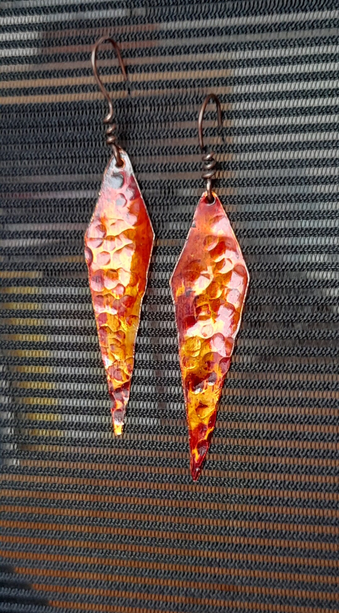 Copper and Ink Long Drop Earrings - Etsy UK