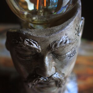 Lamp "edward" Vintage Tattoo Head Lamp Men Head Lamp, Sculpture - Lamp ...