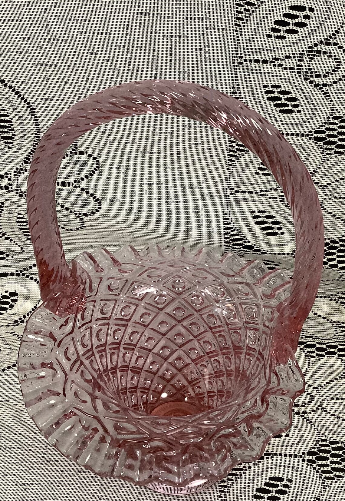 Fenton Basket Rose Colored Glass Signed Date Marked - Etsy