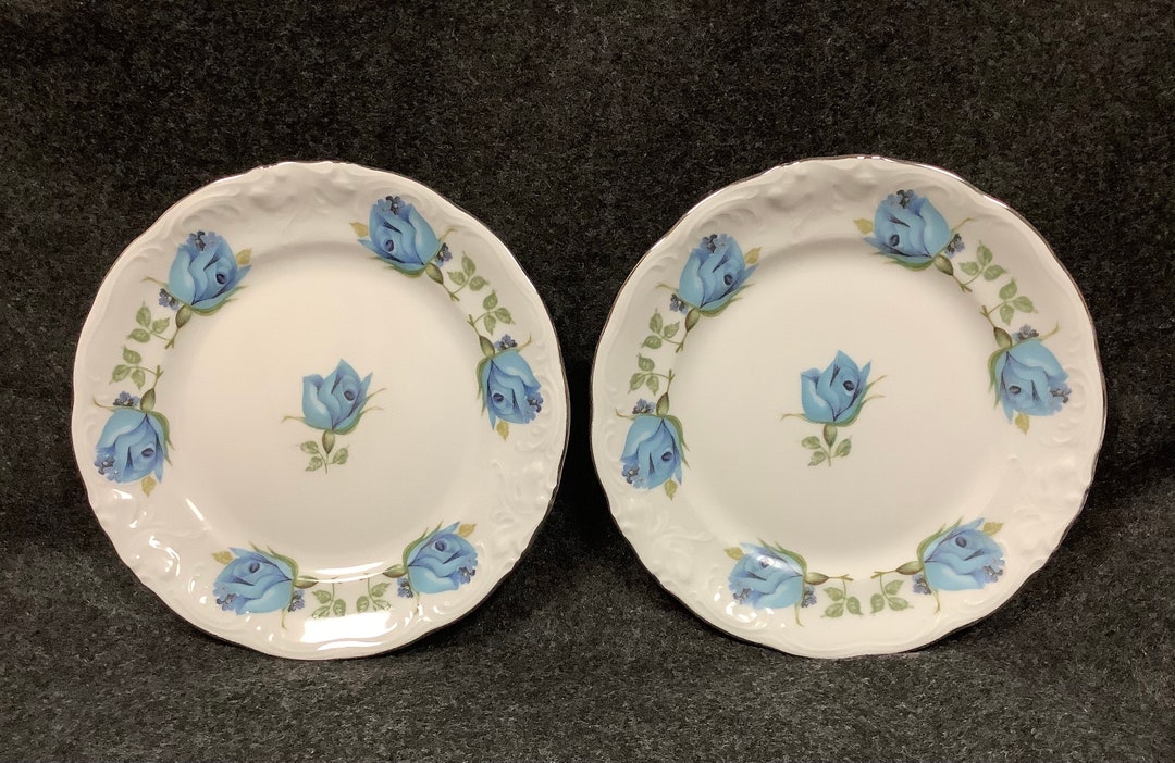 Vintage Royal Kent Collection Poland Blue Roses Plates (2) - Etsy