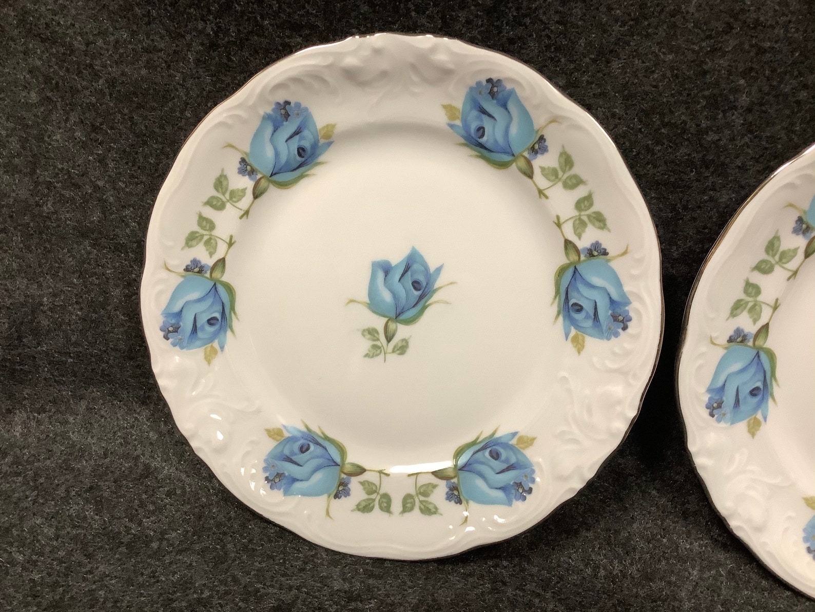 Vintage Royal Kent Collection Poland Blue Roses Plates 2 - Etsy