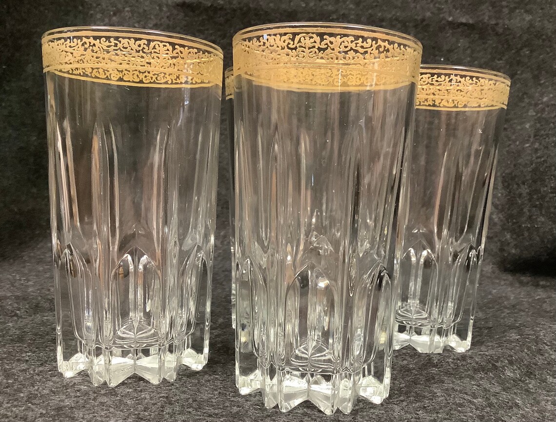 Italian Cut Crystal Gold Rim Glasses - Etsy