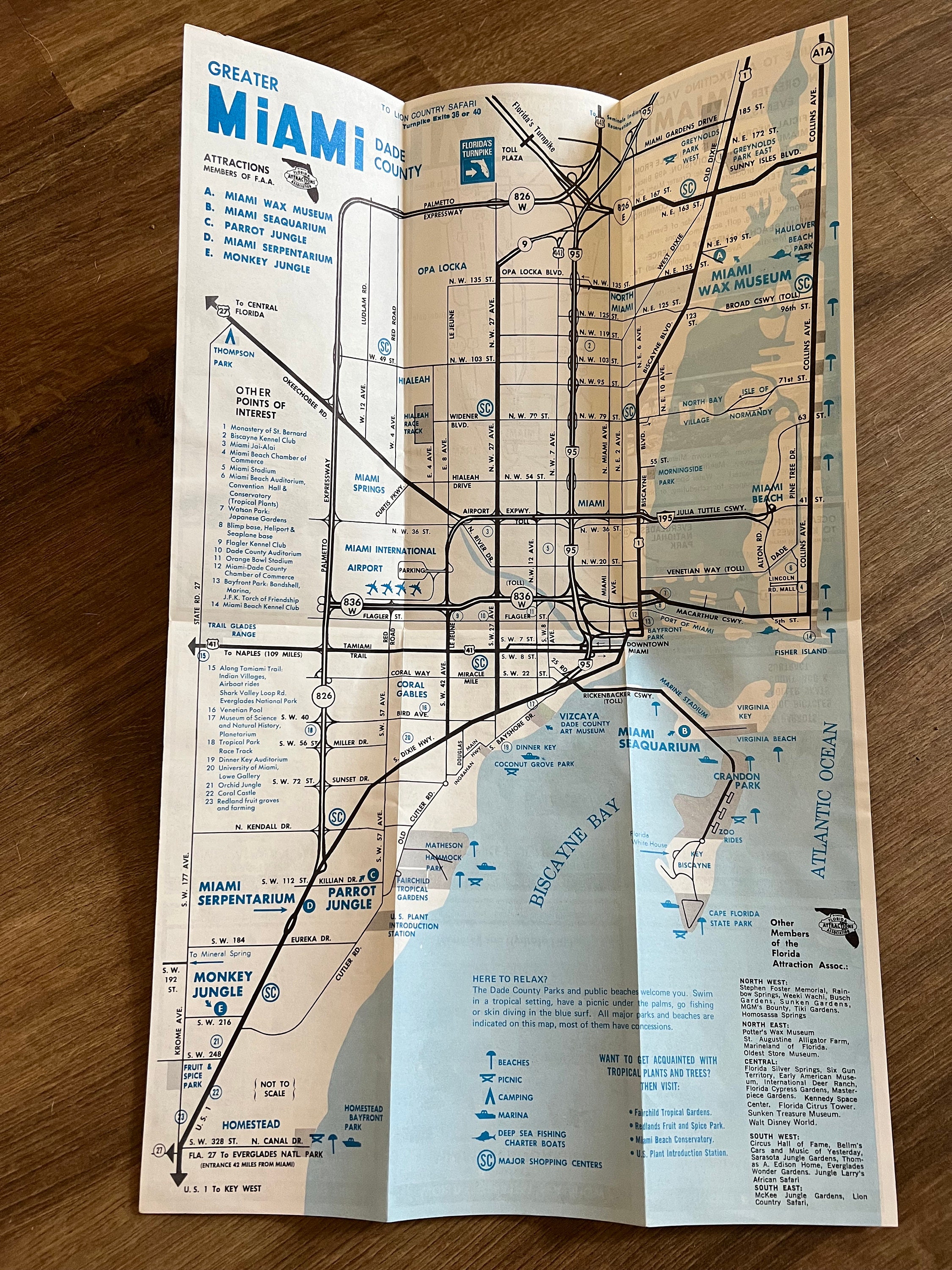 Vintage Folded Tourist Map of Miami, Florida. 1960’s-70’s - Etsy