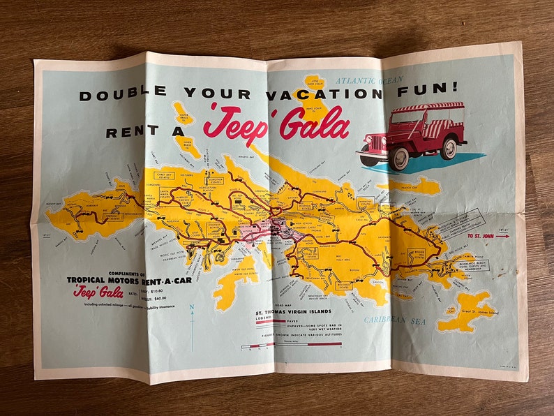 Vintage Jeep Gala Poster St. Thomas Virgin Islands Car Rental ...