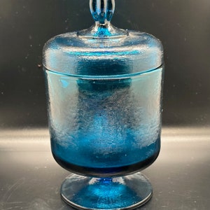 Fenton Art Glass Cobalt Blue chessie Cat Candy Jar - Etsy