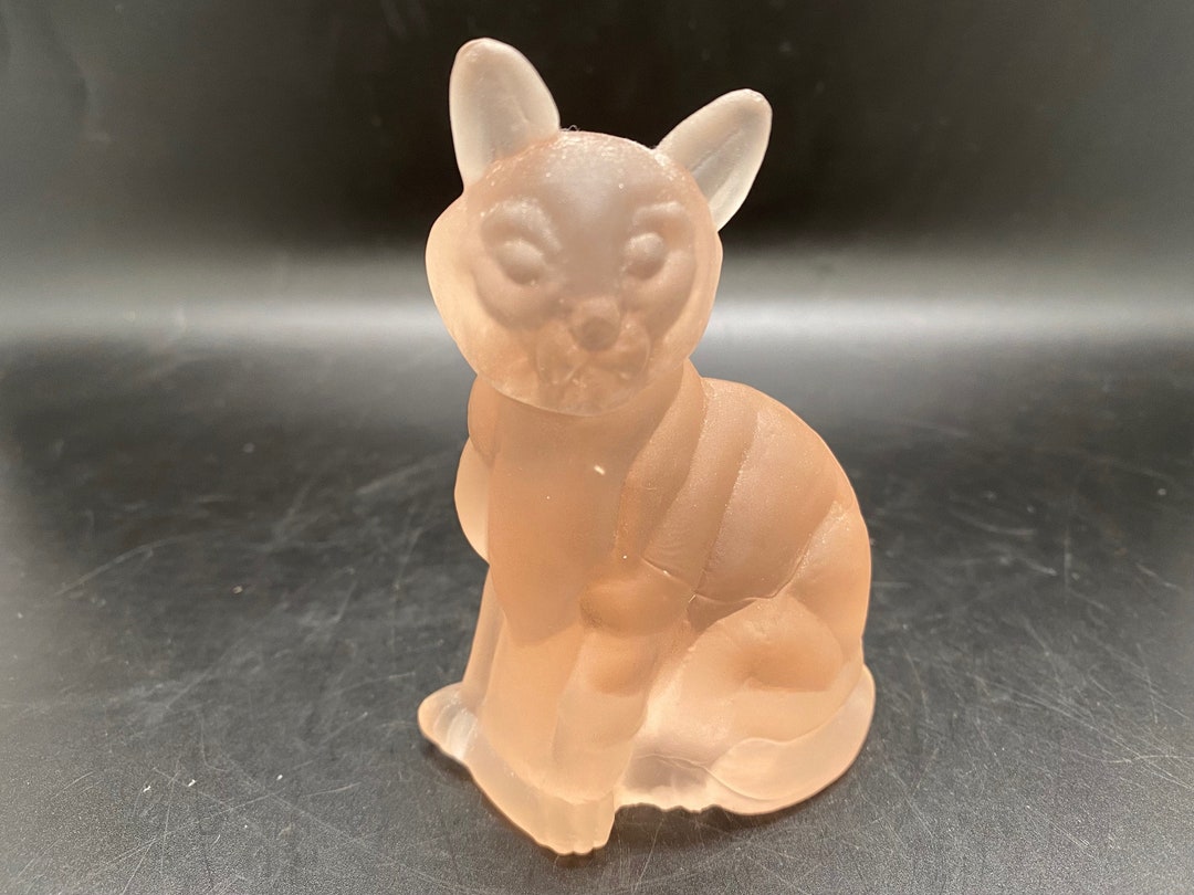 Vintage Satin Frosted Pink Cat Figurine - Etsy
