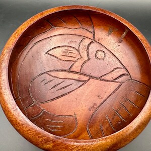 Hand Carved Wood Bowl With Fish Pattern, Rustic Vintage Decor, Fish ...