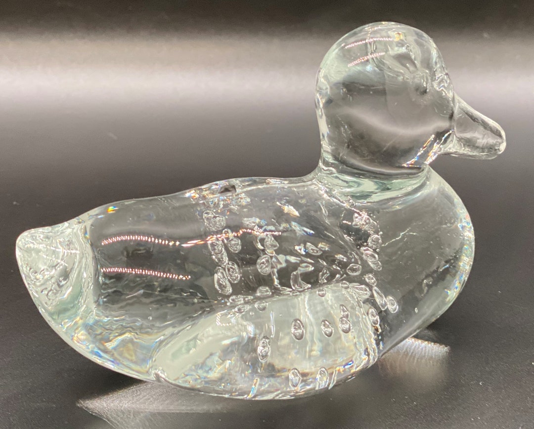 Clear Glass Duck Paperweight With Controlled Bubbles - Etsy