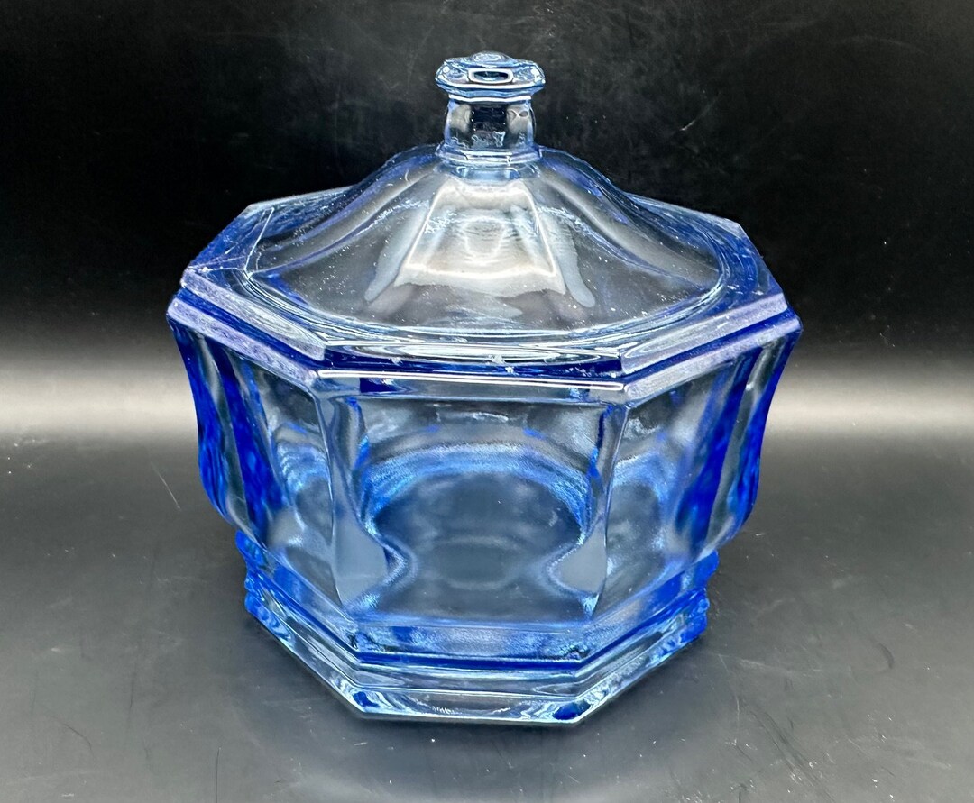 Vintage Collectible Soft Blue Confections Glass Candy Dish With Lid ...