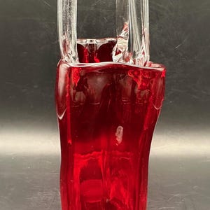 Stunning Hand Blown Glass Open Top Purse With Applied Handles, Murano ...