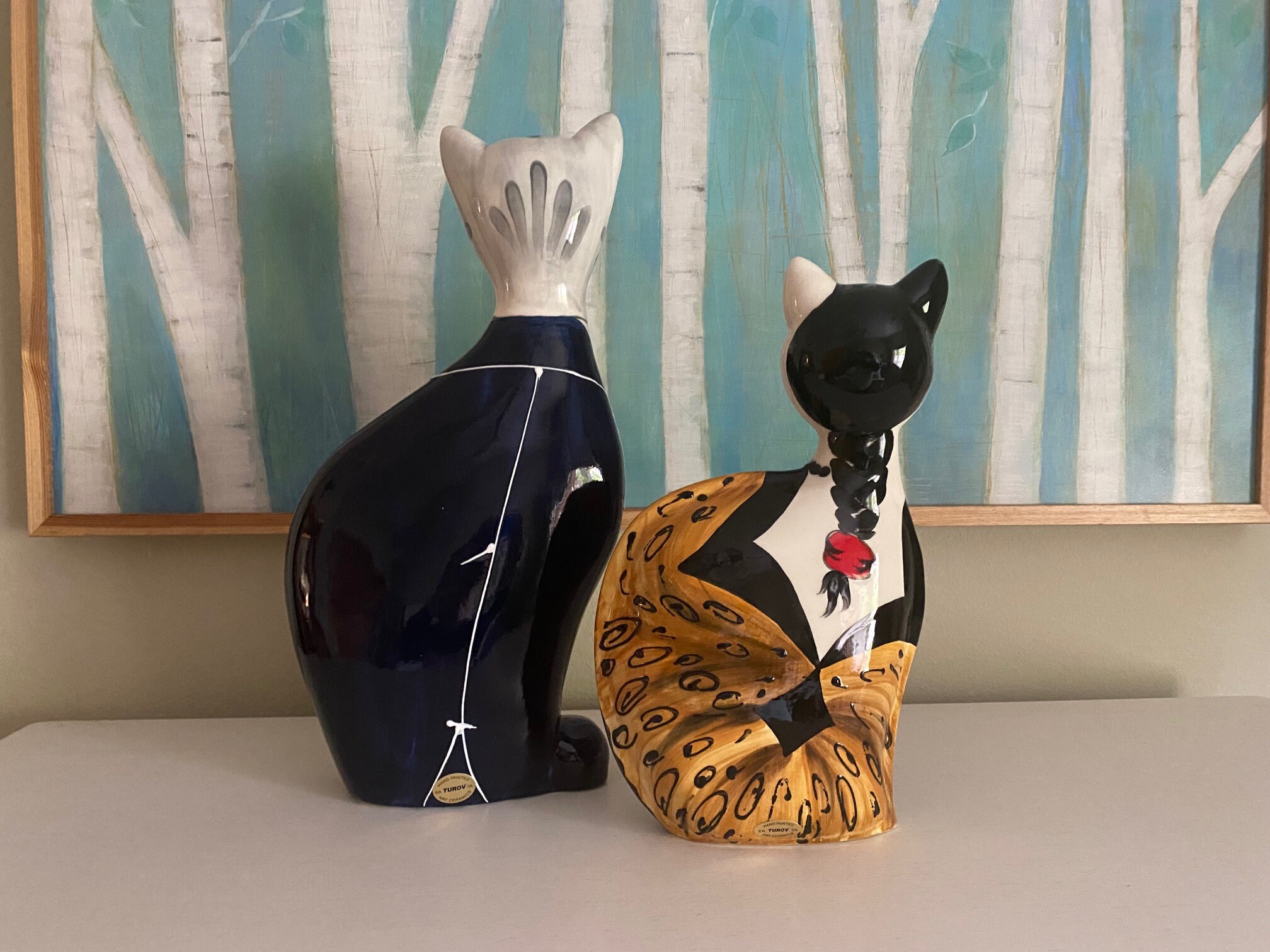 Turov Art Pottery Cat Couple: Hand-painted Collectible Figurines - Etsy