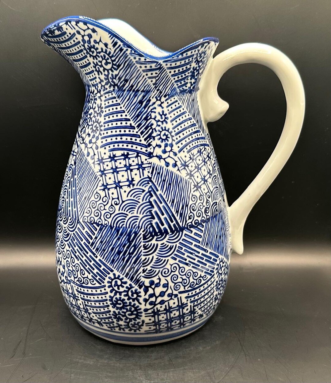 Blue and White Italian Style Pitcher, Decor Piece, Blue and White ...