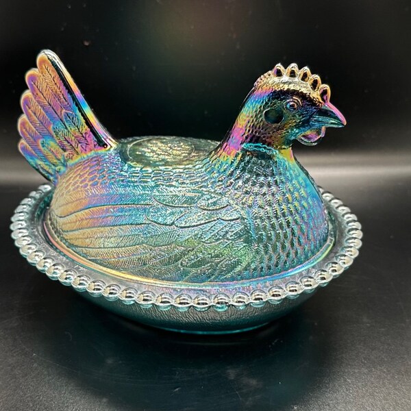 Carnival Glass Hen - Etsy