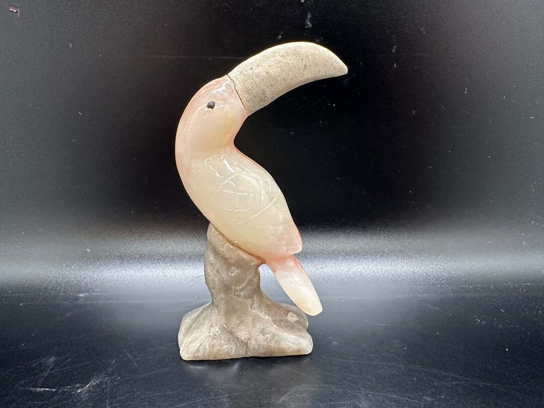 Vintage Marble and Alabaster Toucan Figurine, Toucan on Base, Toucan ...