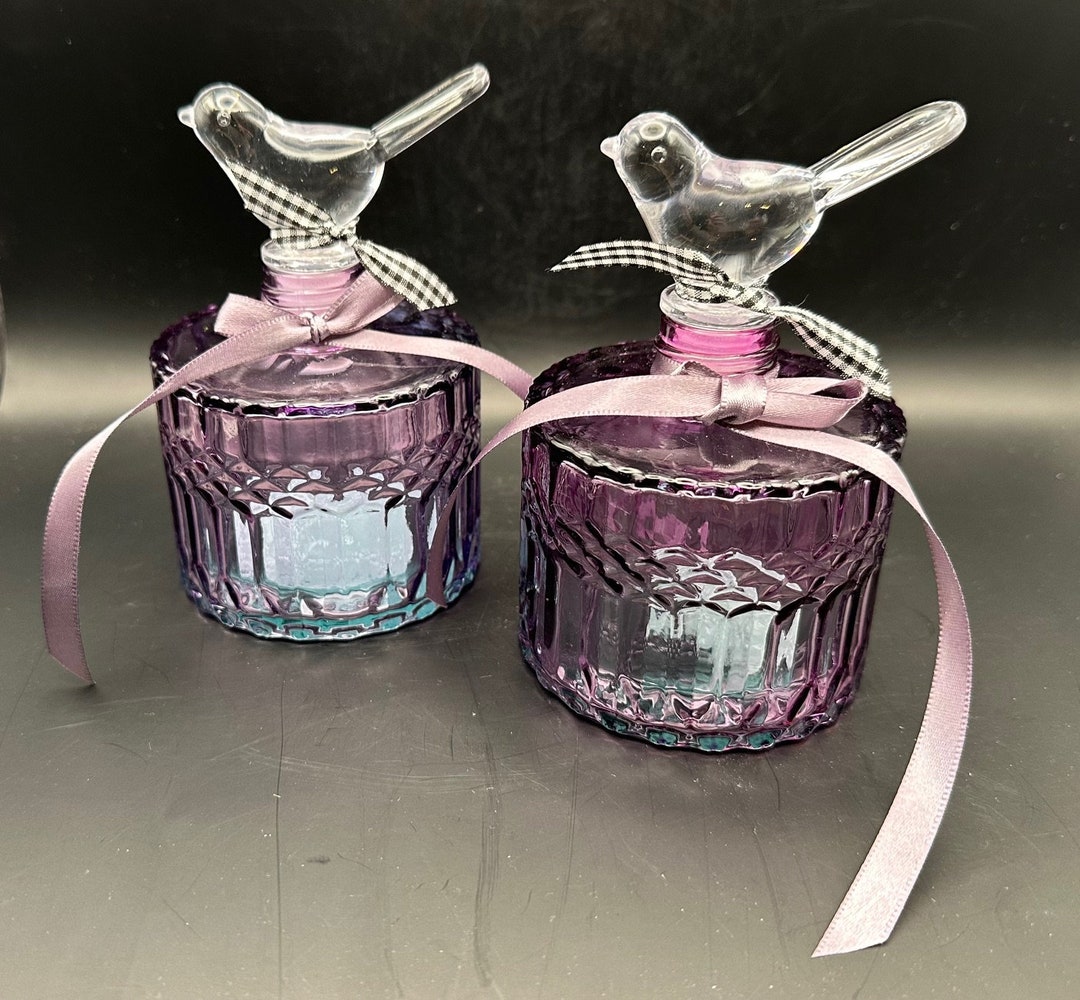 Vintage Glass Jars With Bird Stoppers, Three Colors Available, Bird ...