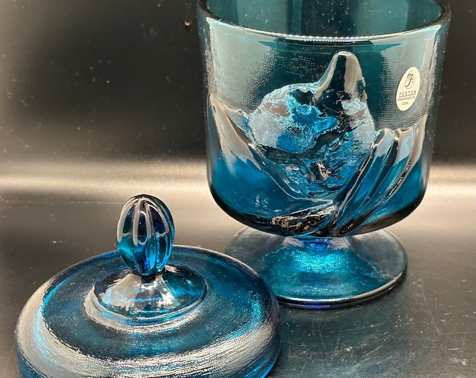 Fenton Art Glass Cobalt Blue "chessie Cat" Candy Jar W/ Lip, Rare Color ...