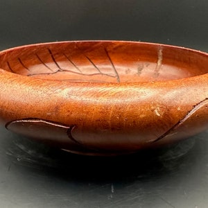 Hand Carved Wood Bowl With Fish Pattern, Rustic Vintage Decor, Fish ...