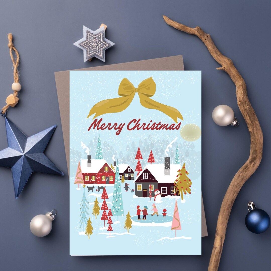 Printed Christmas Cards Folded Holiday Cards Printed Artwork Includes ...