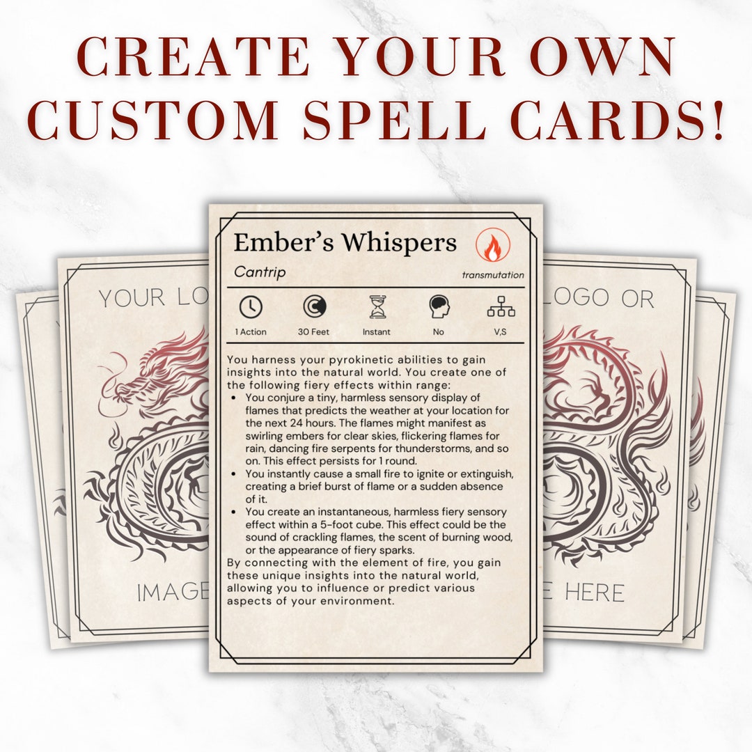 Custom TTRPG Spell Cards - Etsy