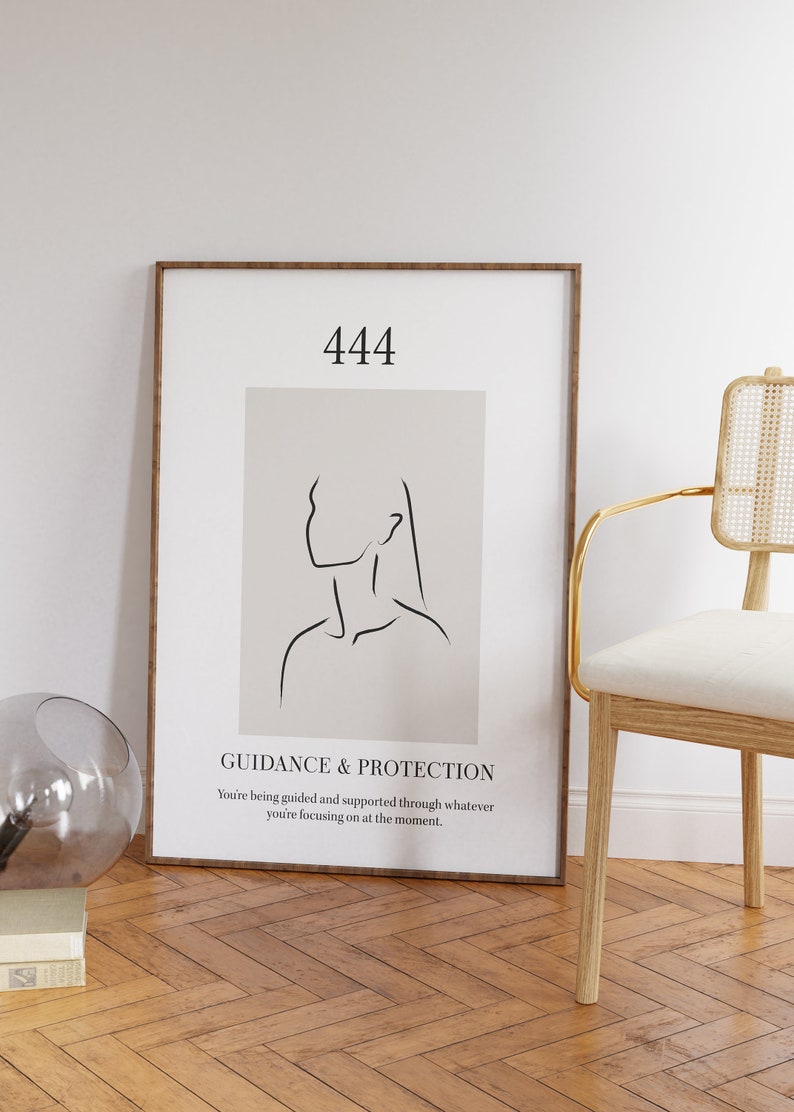 Angel Number Wall Art, Spiritual Wall Art, Angel Number 444, Boho Wall ...