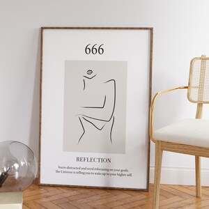 Angel Number Wall Art, Angel Number 666, One Line Wall Art Print ...