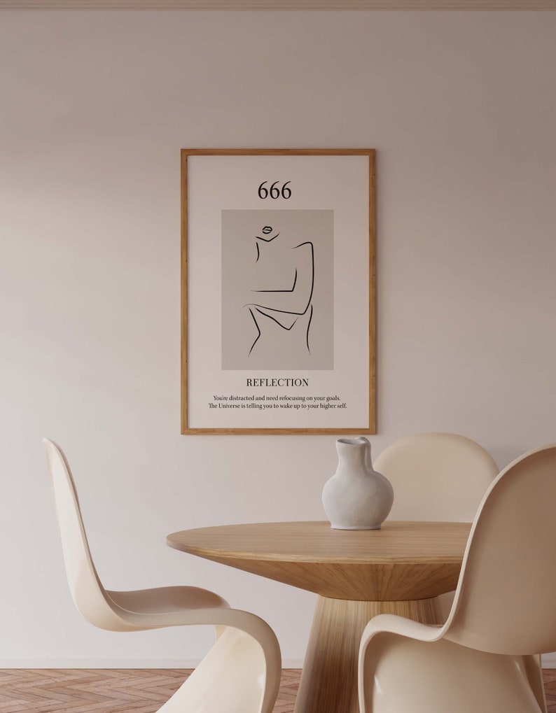 Angel Number Wall Art, Angel Number 666, One Line Wall Art Print ...