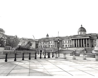 Out and About in London Trafalgar Square A2 Art Print - Etsy