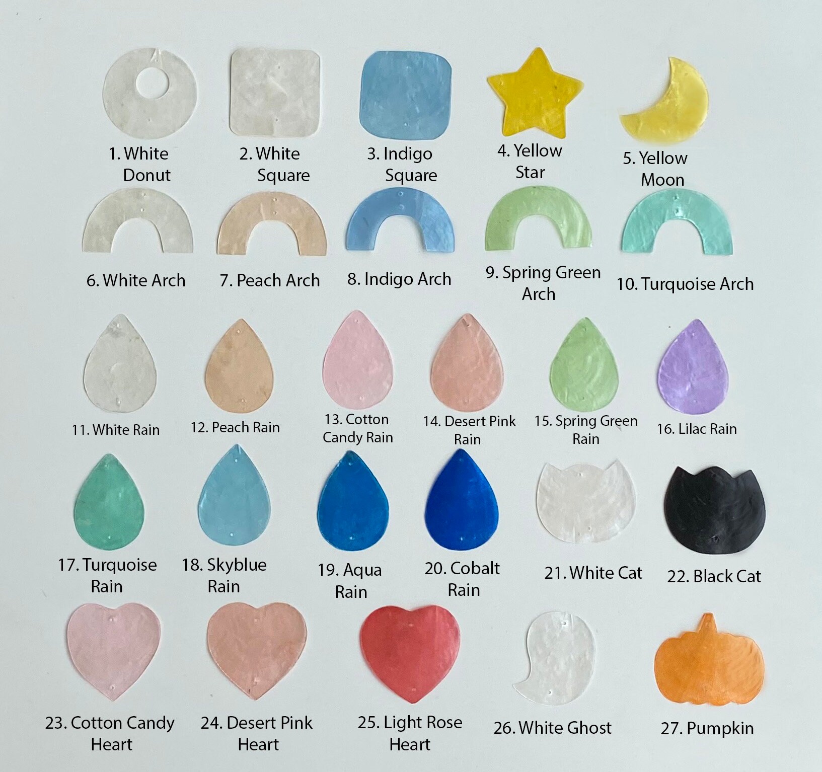 10 Capiz Shells SHAPES 2" (5cm) With 2 Holes in Colors, DIY Craft ...