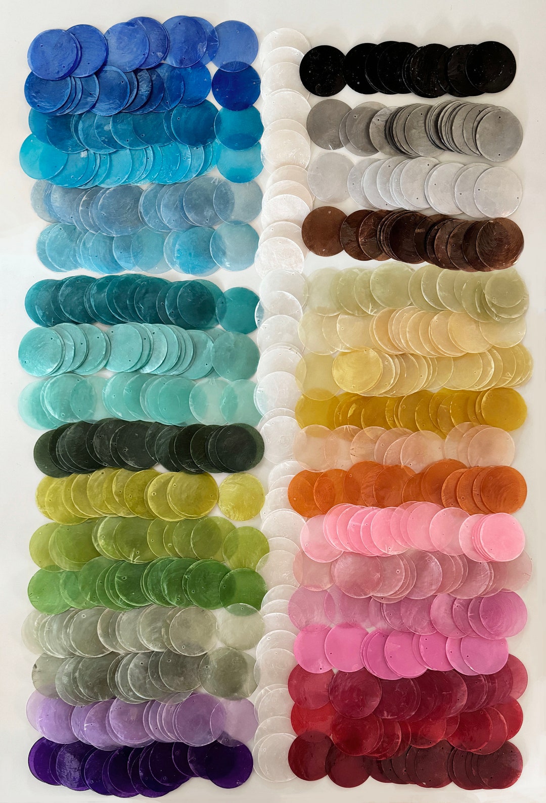 30 Round Capiz Shells 2 5cm With 2 Holes in Various Colors, DIY Craft ...