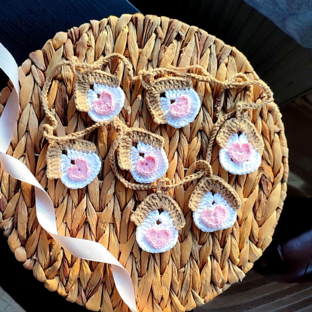 Custom Crochet Heart Plush Fireplace Garland, Knitted Valentines Day ...